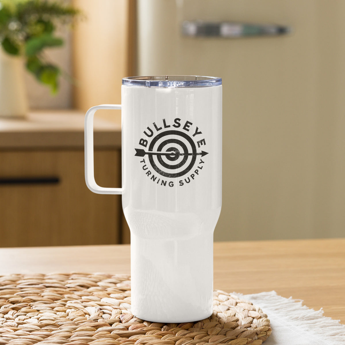 Logo Travel mug with a handle – Bullseye Turning Supply